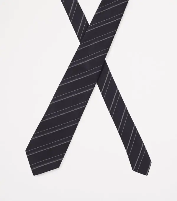 BOSS Silk-blend Striped Neck Tie - Blue