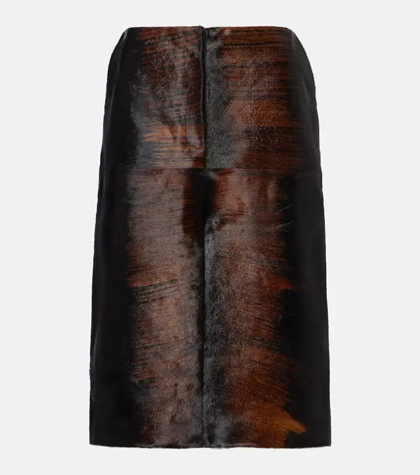 Magda Butrym Printed Calf Hair Pencil Skirt - Brown
