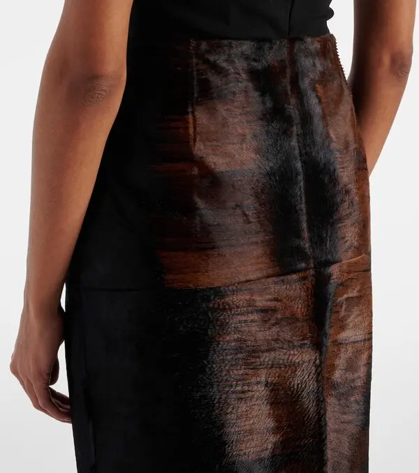 Magda Butrym Printed Calf Hair Pencil Skirt