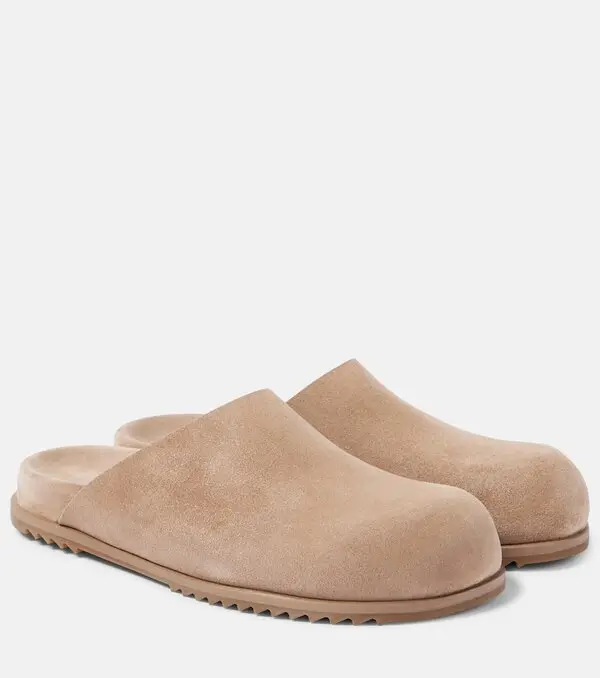 Rick Owens Granola Suede Mules - Beige