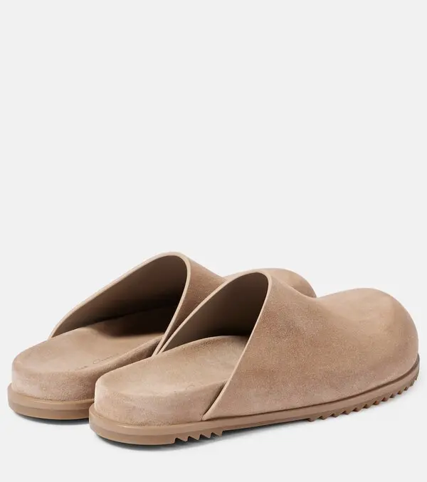 Rick Owens Granola Suede Mules - Beige