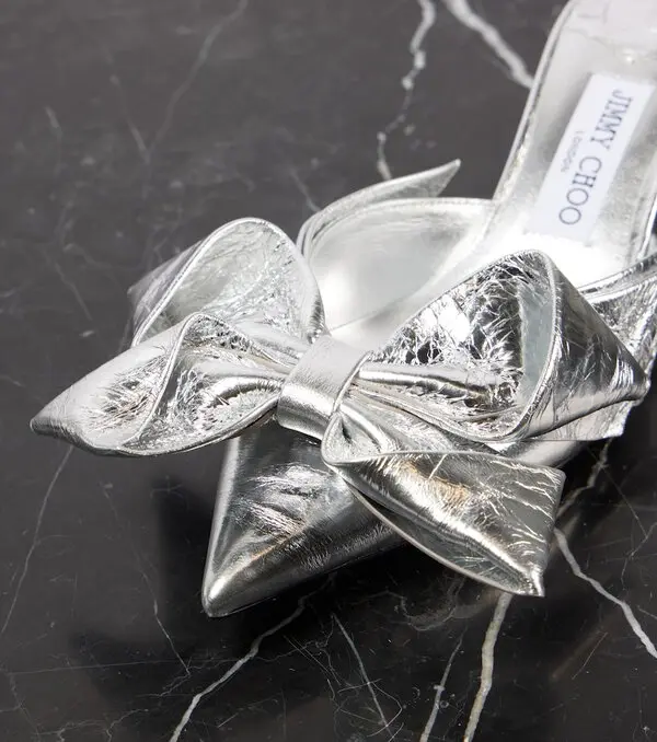 JIMMY CHOO Staz 50 Metallic Leather Mules