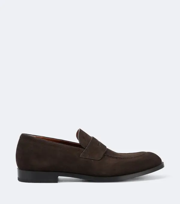 Zegna Suede Penny Loafers - Brown