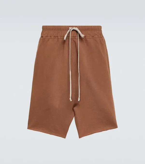 Rick Owens Cotton Jersey Drawstring Shorts - Brown