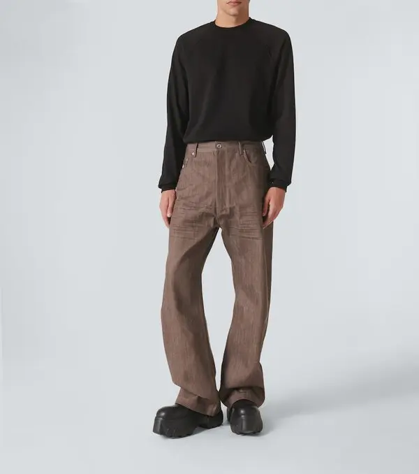 Rick Owens Geth Wide-leg Jeans In Dark Dust Cotton