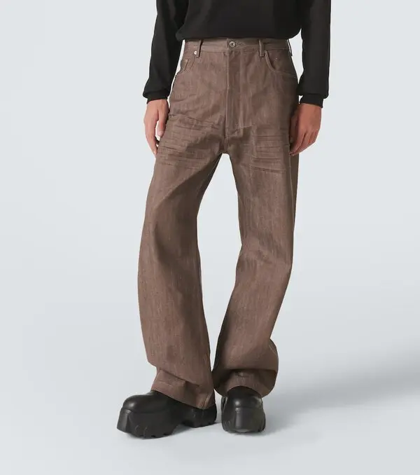Rick Owens Geth Wide-leg Jeans In Dark Dust Cotton