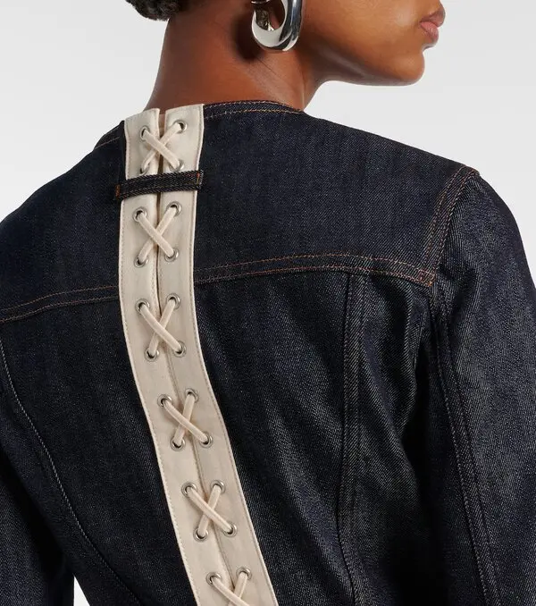 JEAN PAUL GAULTIER Cropped Denim Jacket With Lace-up Detail