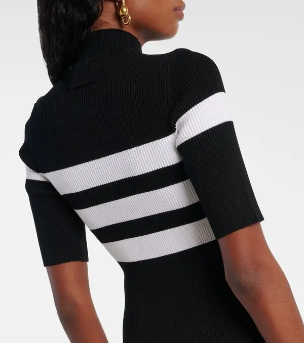 JEAN PAUL GAULTIER And White Striped Jersey Maxi Dress