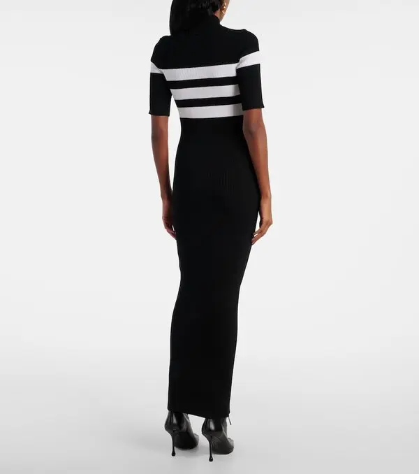 JEAN PAUL GAULTIER And White Striped Jersey Maxi Dress