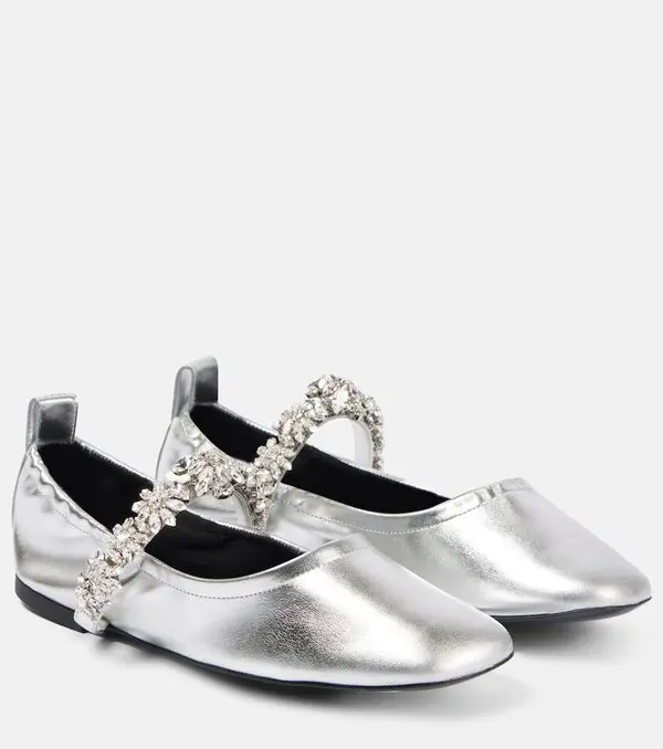 Stella McCartney Elsa Metallic Faux Leather Ballet Flats