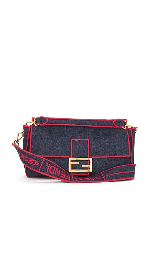 FWRD RENEW Fendi Denim Baguette Nm Shoulder Bag - Blue