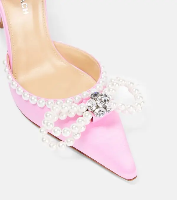 Mach & Mach Double Bow Embellished Satin Pumps