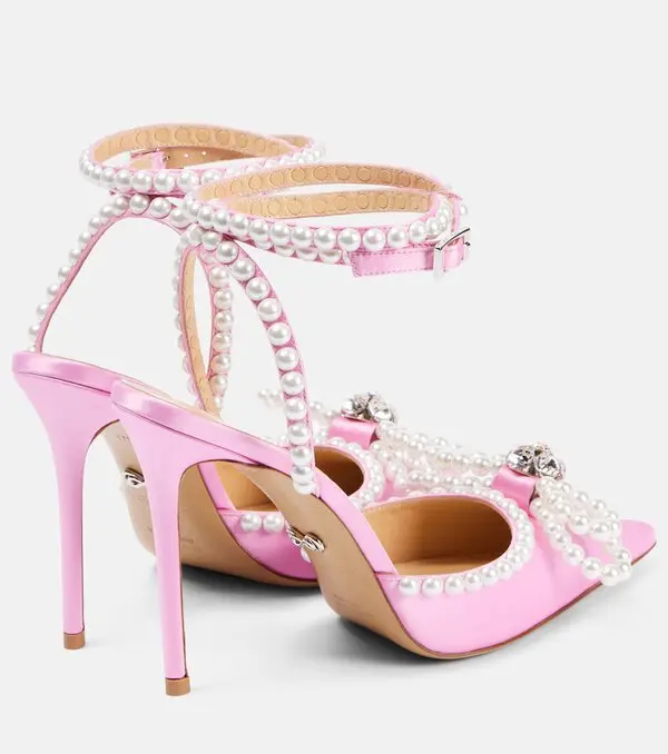 Mach & Mach Double Bow Embellished Satin Pumps