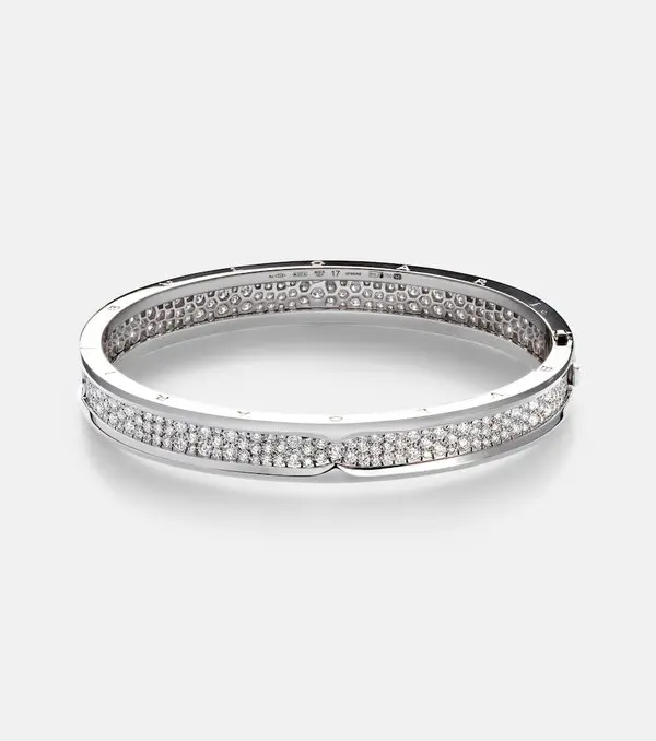 BVLGARI B.zero1 18kt White Gold Bracelet With Pavé Diamonds - Silver