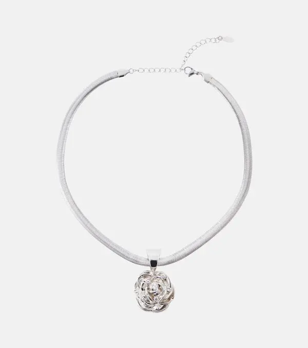 Magda Butrym Floral Crystal-embellished Pendant Necklace - Silver