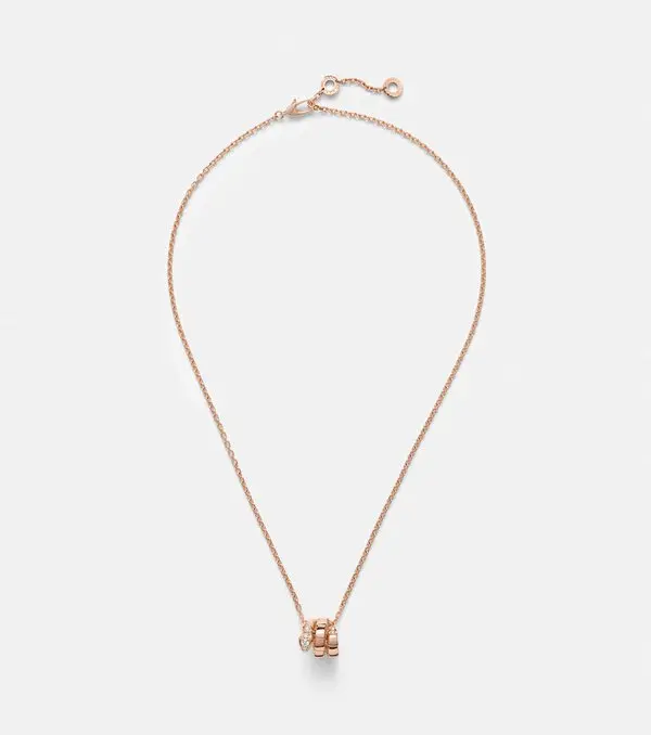 BVLGARI Serpenti Viper 18kt Rose Pendant Necklace With Diamonds - Gold