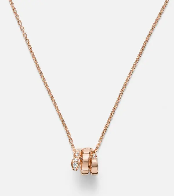 BVLGARI Serpenti Viper 18kt Rose Diamond Pendant Necklace