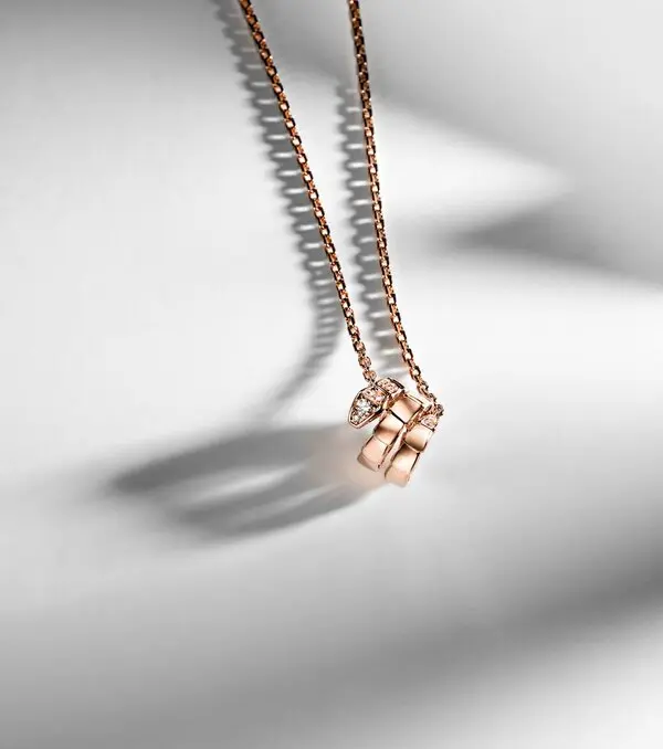 BVLGARI Serpenti Viper 18kt Rose Diamond Pendant Necklace