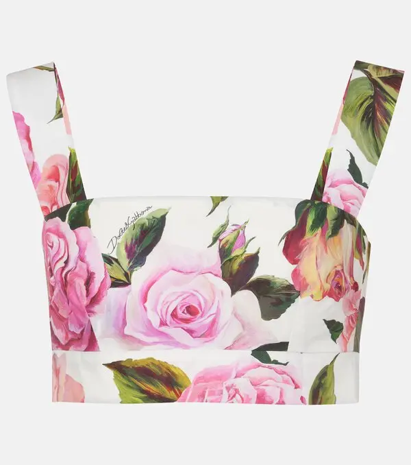 Dolce & Gabbana Floral Cotton Poplin Crop Top - Multicoloured