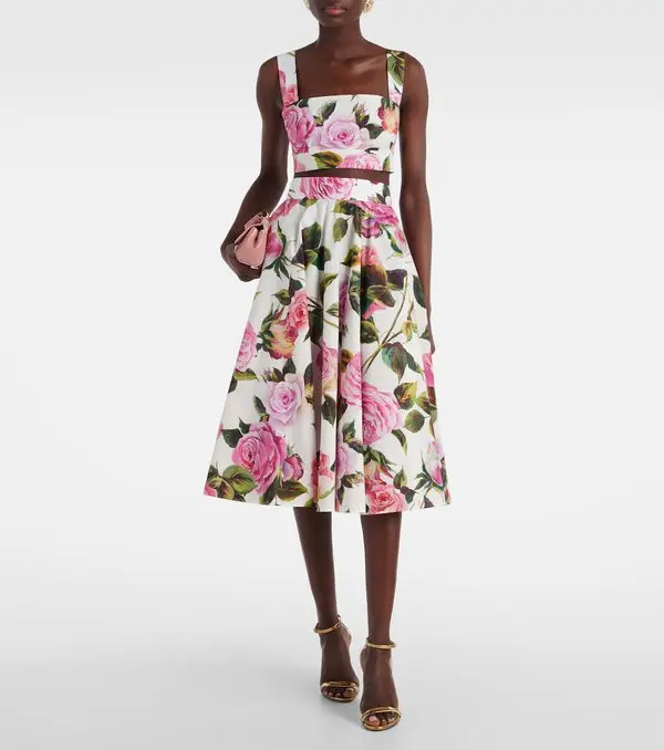 Dolce & Gabbana Floral Cotton Poplin Crop Top