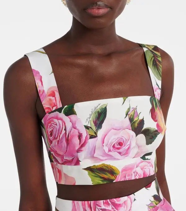 Dolce & Gabbana Floral Cotton Poplin Crop Top