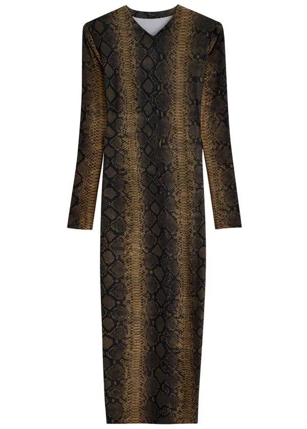 Norma Kamali Python Print Maxi Dress - Multicoloured