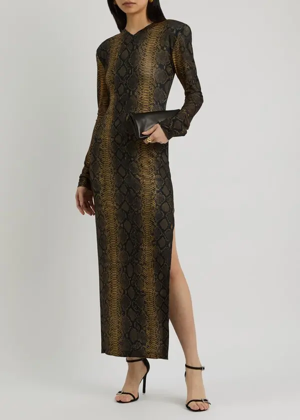 Norma Kamali Python Print Maxi Dress