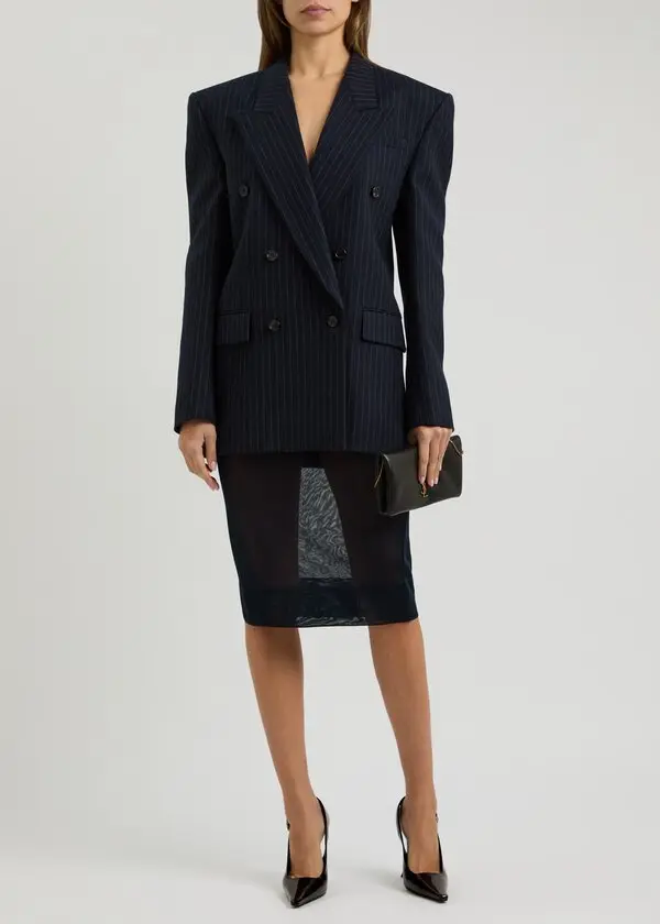 Saint Laurent Semi-sheer Knitted Midi Skirt