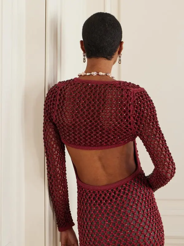 DIOTIMA Gala Cropped Embellished Crocheted Cardigan