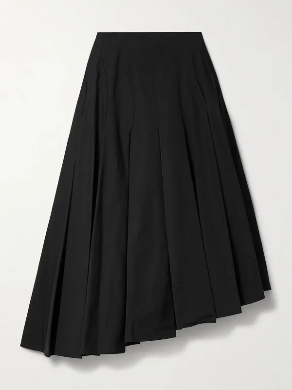 FFORME Asymmetric Paneled Cotton-poplin Midi Skirt - Black