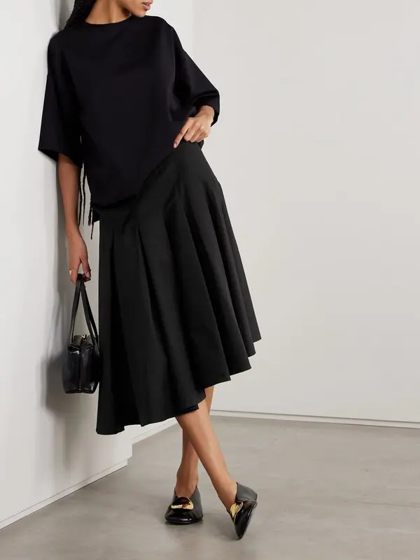 FFORME Asymmetric Paneled Cotton-poplin Midi Skirt