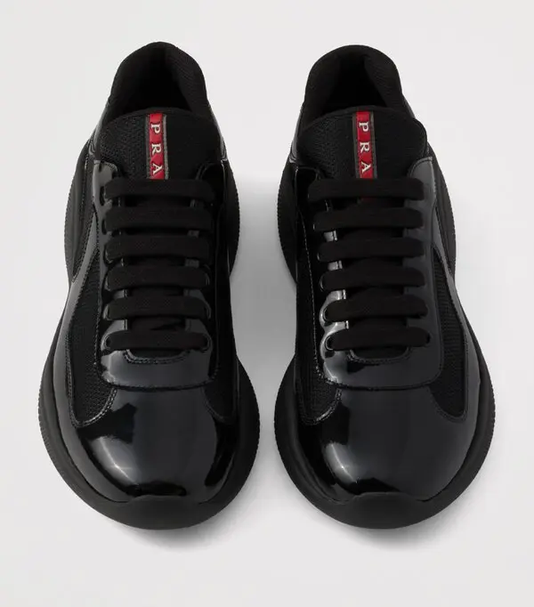 Prada Patent Leather-blend America's Cup Sneakers - Black