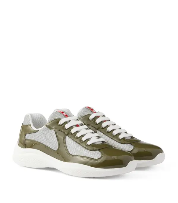 Prada Patent Leather-blend America's Cup Sneakers - Green