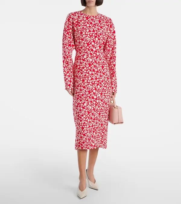 Marni Floral Enver Satin Midi Dress
