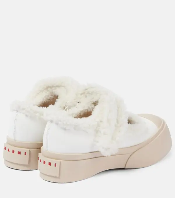 Marni Shearling-lined Leather Mary Jane Sneakers - White