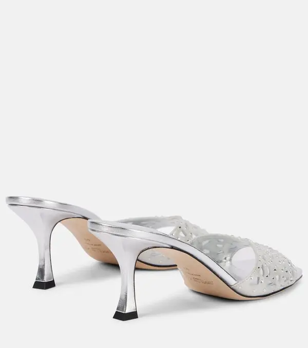 JIMMY CHOO Skye 70 Embellished Satin Mules