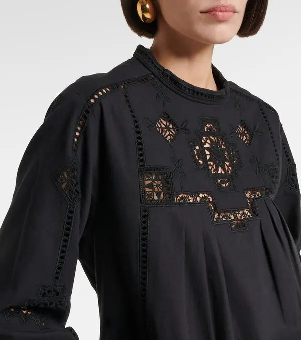 Isabel Marant Étoile Open-knit Macrame Cotton Blouse - Black