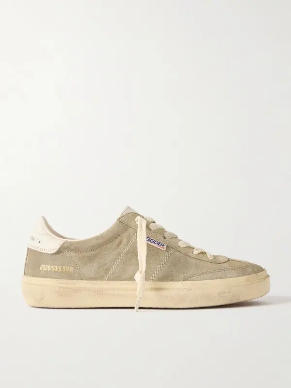 GOLDEN GOOSE Soul-star Distressed Suede And Leather Trimmed Sneakers - Brown
