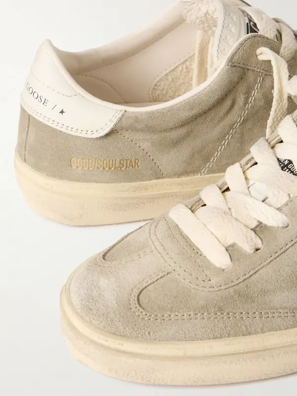 GOLDEN GOOSE Soul-star Distressed Suede And Leather Trimmed Sneakers - Brown