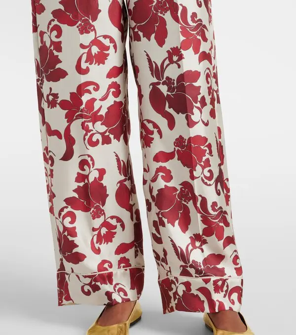 Max Mara Leda Printed Silk Wide-leg Trousers
