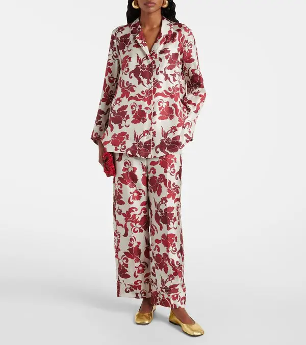 Max Mara Leda Printed Silk Wide-leg Trousers
