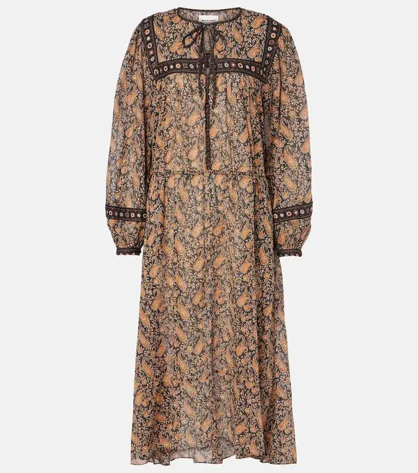MARANT ETOILE Greila Cotton Voile Midi Dress - Black