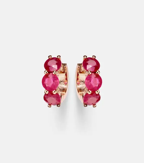 Ileana Makri 18kt Rose Gold Hoop Earrings With Rubies - Pink