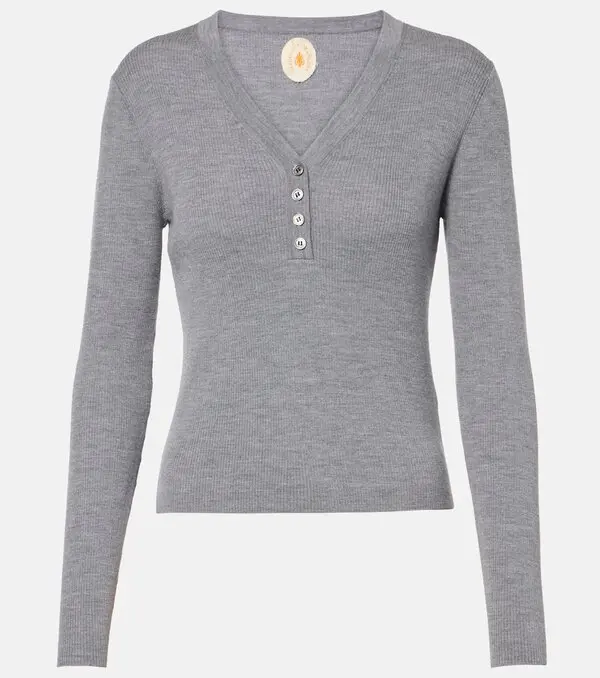 Jardin Des Orangers Virgin Wool Henley Shirt - Grey