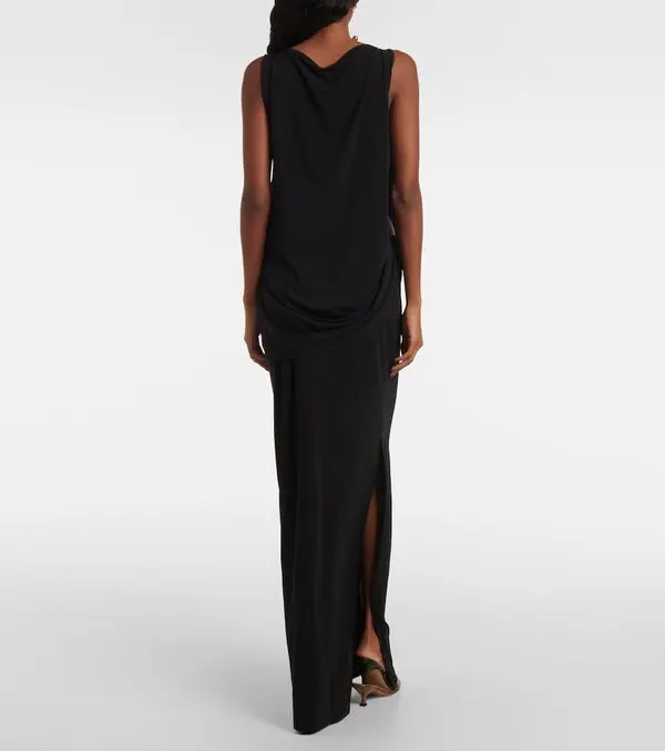 Jacquemus Peplo Draped Jersey Maxi Dress In Ivory Glow