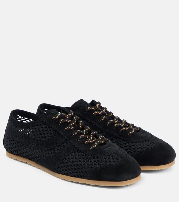 Dries Van Noten Suede-trimmed Mesh Sneakers - Black