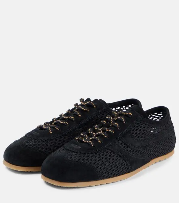 Dries Van Noten Suede-trimmed Mesh Sneakers