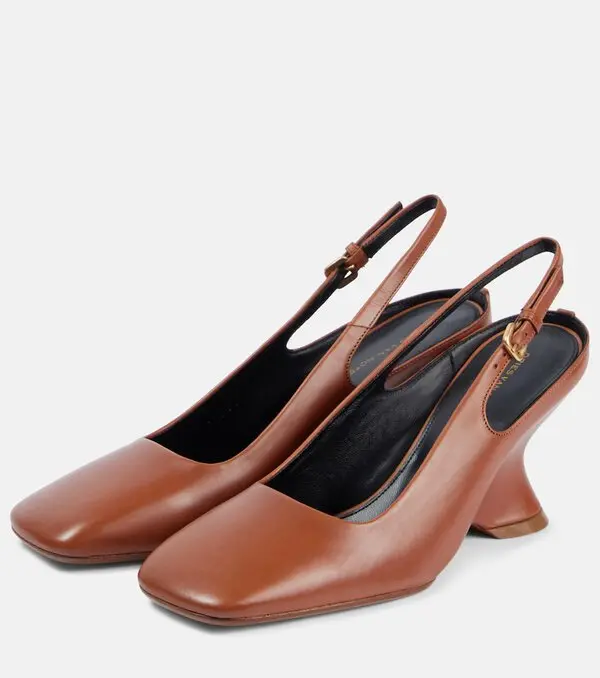 Dries Van Noten Leather Slingback Pumps - Brown