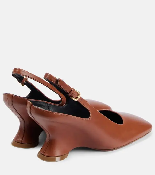 Dries Van Noten Leather Slingback Pumps - Brown
