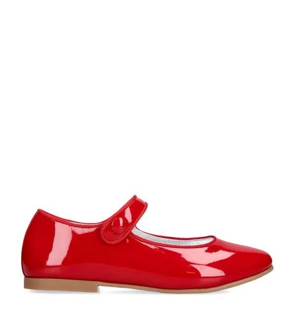 PAPOUELLI Patent Leather Angelica Mary Janes - Red